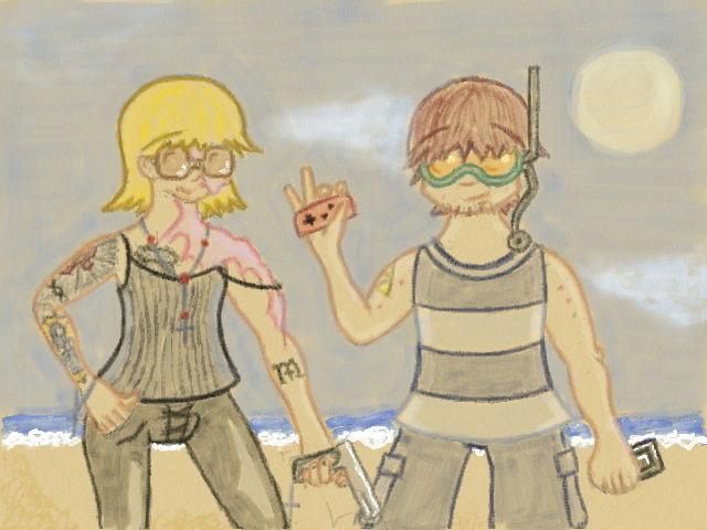 Zinc Alloy 🇬🇧: "Present day!#Matt and #Mello at the #beach. 現代のマッ ...