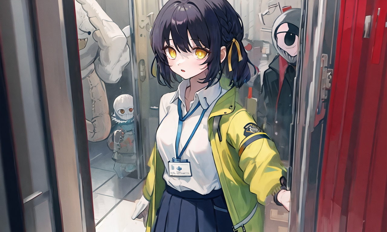 雨夏＠FANBOX始める: "日誌8_冬(陰) “ 這裡居然有電梯！好奇怪喔~ ” #異世界生徒日誌 #AIイラスト #AIart" - Pawoo - 創作活動や自由なコミュニケーションを楽しめる場