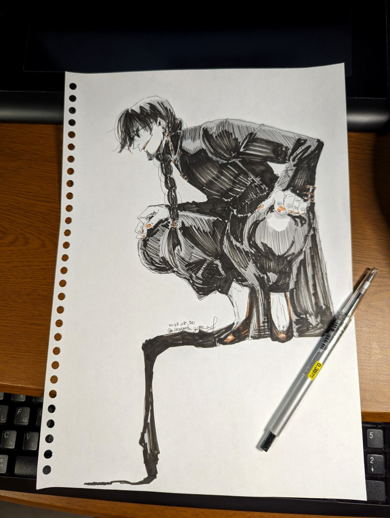 第七/dainana＠ご依頼受付中: "2023.08.20のワンドロに参加。 お題【カラス（の擬人化）】 Don't repost ...