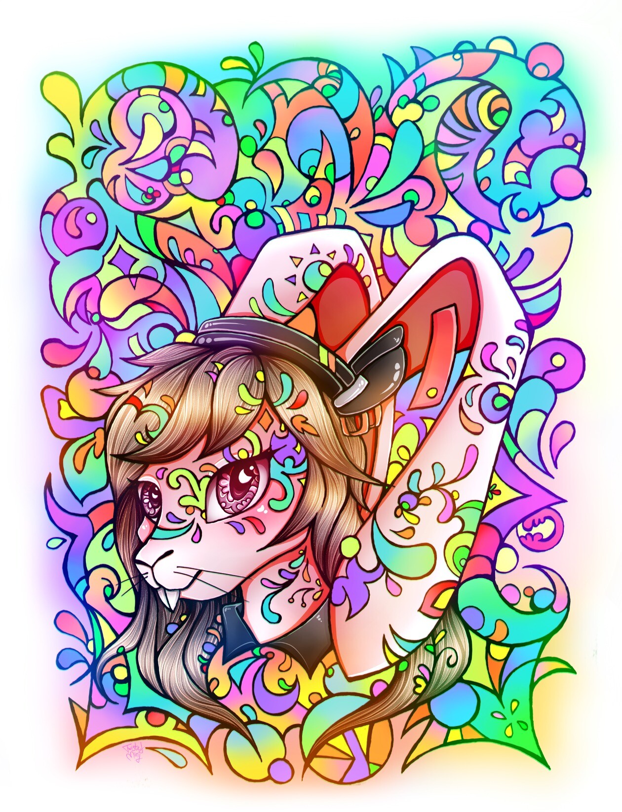 Arya Jaeger: "April - Stained Glass Vienna White Bunny Rabbit ...