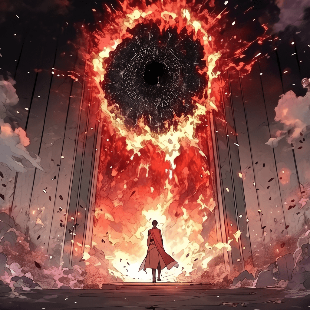 nijidraw: "A man in uniform floats in front of a huge black …" - Pawoo ...