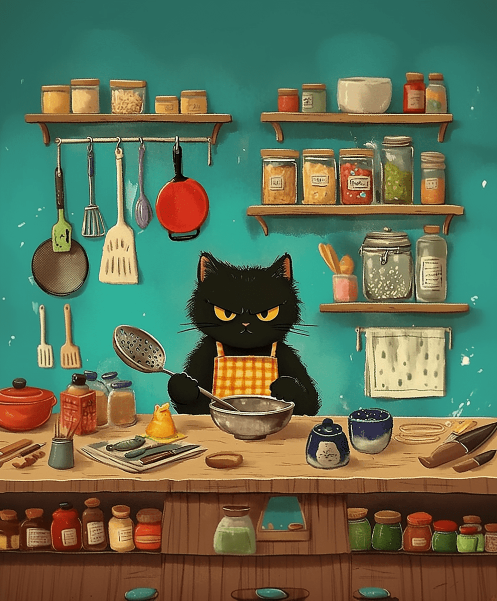 nijidraw: "A black cat with an angry expression holding the …" - Pawoo ...