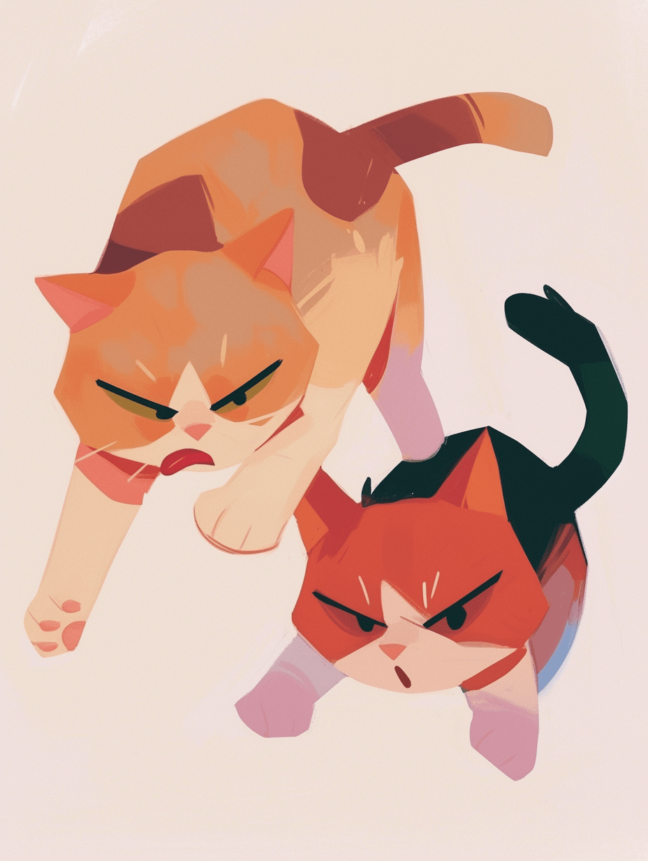 nijidraw: "An illustration of a cat bit another cat’s tail …" - Pawoo ...