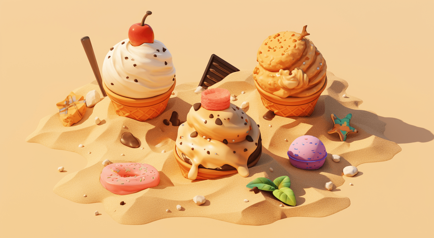 nijidraw: "Print delicious dessert ice cream on sand with a …" - Pawoo ...